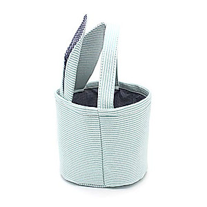 Easter Baskets Seersucker Easter Bunny Bag Bucket for Easter Egg Hunt Bunny Ears Design (Blue)