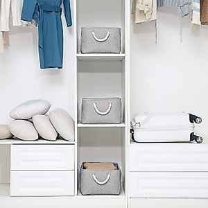 Foldable Storage Baskets for Organizing Sturdy Fabric Storage Bins for Shelves Storage Box with Handles for Home as Toy Clothes Storage (Gray 1PCS)