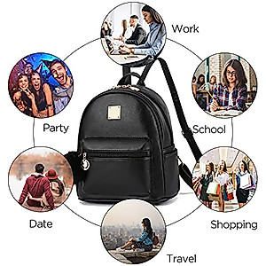 Mini Backpack for Girls Teens Women Backpack Purse Harmless PU Leather Shoulder Backpacks Black