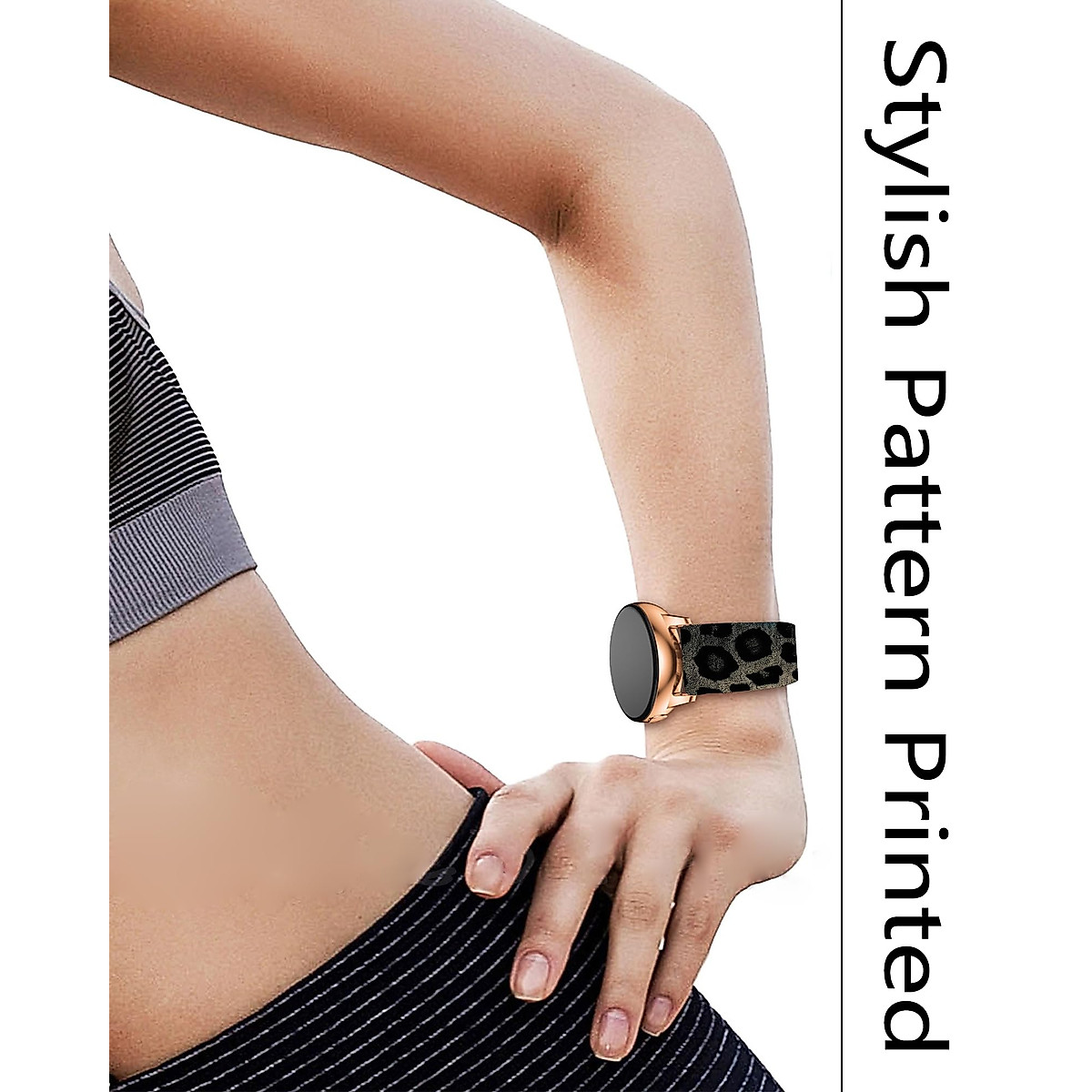 20mm Luxury Silicone Sport Bands Compatible for Samsung Galaxy Watch 6/Watch 5/Galaxy Watch 4 40mm 44mm/Classic 42mm 46mm/Watch 3 41mm, Active 2 Watch Bands,Leopard cheetah Skin Replacement Strap for