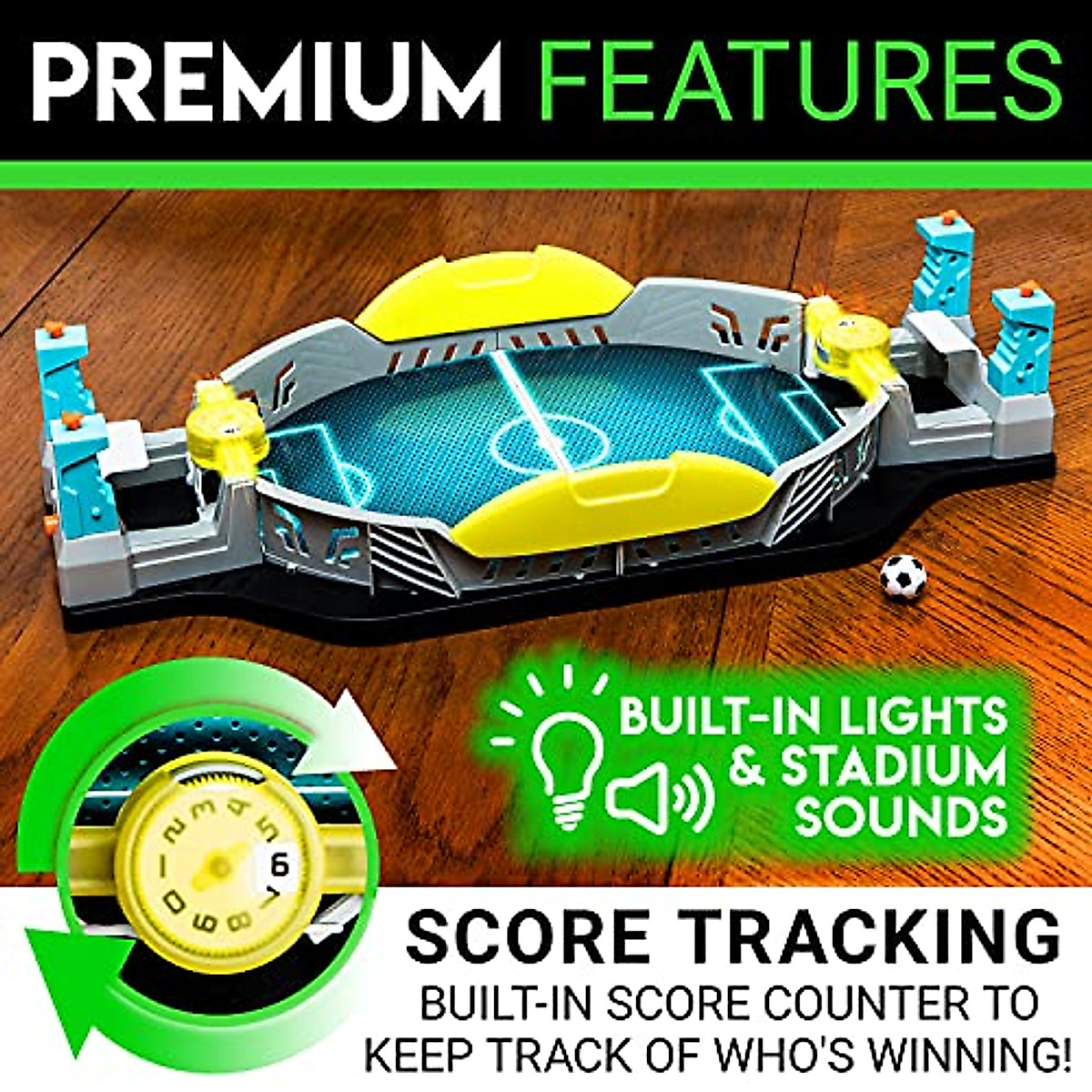 Franklin Sports Mini Tabletop Soccer Shootout Game - Arcade Style Soccer Table Game for All Ages- Electronic LED Scoreboard and Sounds