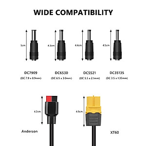 NEOQOQO 6 in 1 Solar Panel Connectors Extension Cable, 14AWG Solar Panel Female and Male Connectors to XT60 Anderson 4 Different DC Adapter Cables for Solar Panel & Power Station