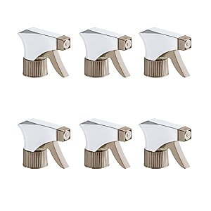 DOMPEL Trigger Sprayers valves, color brown, thread 28/410, made with stainless steel springs and glass balls, with spray and stream Model 101D. (Spray heads only, bottles not included) (6)