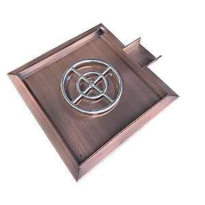 18" 24" Stainless Steel or Rustic Black Square Fire Pit Bowl Pot w/Waterfall Column (24" Fire Pit w/Waterfall, Copper Cladded)