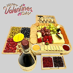 iBambooMart Charcuterie Boards, Extra Large Charcuterie Board Set - Bamboo Cheese Board and Knife Set - House Warming Gifts New Home, Wedding Gifts for Couples