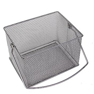 YBM Home Rectangle Mesh Silver Condiment Caddy, Kitchen Supply, Utensil, Silverware Organizer Cutlery Holder Flatware Storage Napkin Holder Carrier (1)