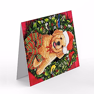 SHAVERUSH Christmas DIY Cards Kit, Rhinestones 5D Gem Art Painting Cards, Diamond Art Greeting Cards, Christmas Santa Claus Cards, Diamonnd Painting Christmas Cards Kits for Adults and Kids