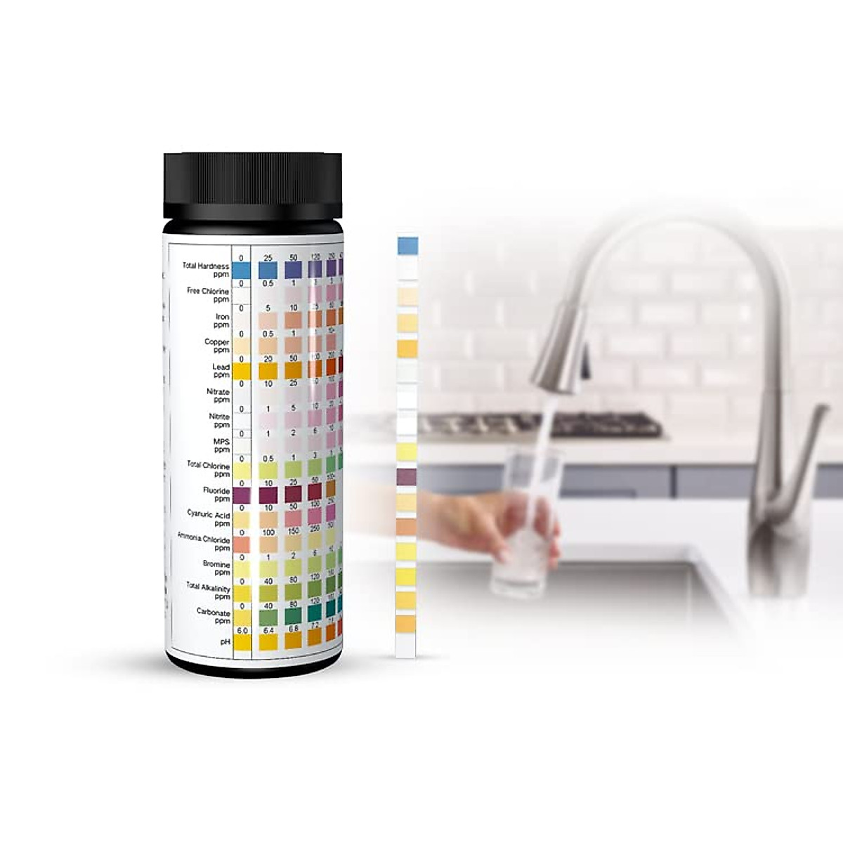 16 in 1 Drinking Water Test Strips, TDS Meter, PH Tester, Hardness Tester, Chlorine, Copper, Iron, Lead, Water Quality Test Kit for Home and Lab Use