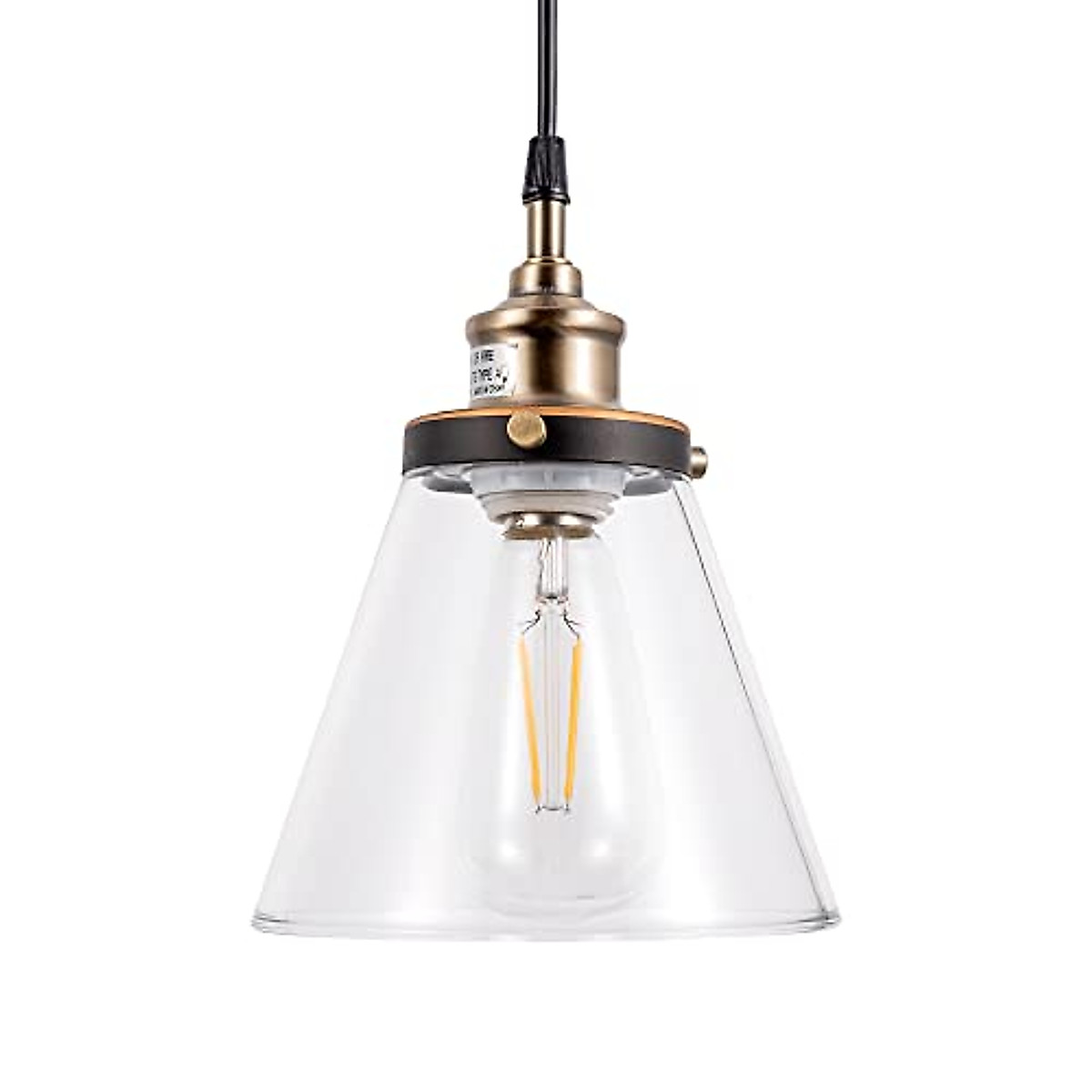 GRUENLICH Pendant Lighting Fixture for Kitchen and Dining Room, Hanging Ceiling Lighting Fixture, E26 Medium Base, Metal Construction with Clear Glass, Bulb not Included, 2-Pack