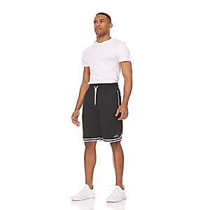 Spalding Mens Rise Basketball Short, 10" Inseam, Black/White, M