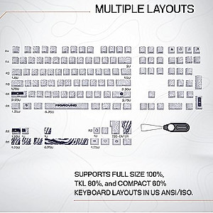 Higround Topograph PBT Dye Sub Keycaps - for Mechanical Keyboards, Full 123 Key Set, OEM Profile, ANSI ISO Support, US Layout (SNOWSTONE)