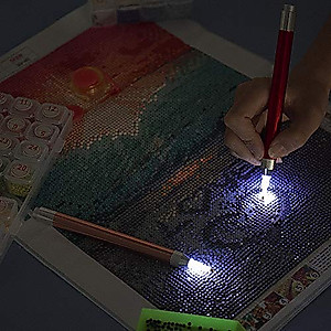 LED DIY Diamond Painting Illumination Pen with Light,2Pack Art Lighted Pen Applicator Accessories,Drill Bead Pen for Adult and Kids,5D Gem Jewel Wax Picker Tool Embroidery Supplies