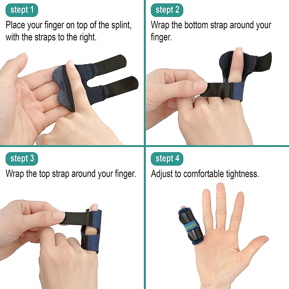 GenetGo Small Trigger Finger Splint - 2 Pack Pinkie Finger Brace for Broken Finger, Finger Knuckle Immobilization for Arthritis Pain, Sport Injuries