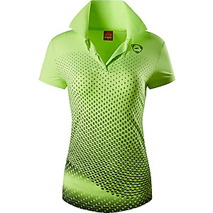 jeansian Women Sport Quick Dry Short Sleeves Polo Tee SWT251 GreenYellow XXL