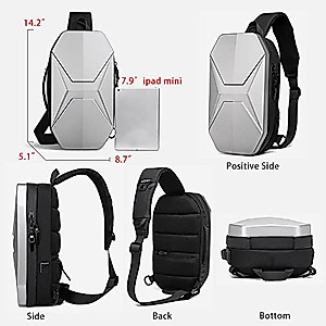 OZUKO Waterproof Sling Backpack Hard Shell Crossbody Shoulder Bag Casual Chest Bag Rucksack, One Strap Travel Sling Bag for Men Women (Black1)