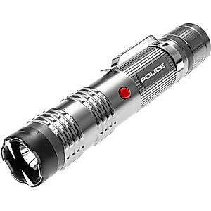 POLICE Stun Gun M12 - Aluminum Mini Rechargeable with LED Flashlight, Silver