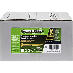 Power Pro 967771 Wood Screws, #10 x 3-1/2, Premium Star Drive Indoor Cabinet Screws, Gold Yellow Zinc, 1/4 Keg, 1000 pcs