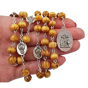 TALISMAN4U Seven Sorrows of Mary Rosary Chaplet Wooden Beads Catholic Jewelry Necklace for Women Men with Rosary Box