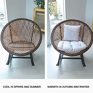 HARELA Outdoor Rocking Chair, Rattan Rocker Padded Cushion Recliner, Indoor & Outdoor Front Porch Rocking Chair, Patio Rocker Recliner Chair for Balcony Front Porch Garden Living Room