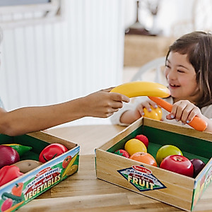 Melissa & Doug Play-Time Produce Fruit (9 pcs) and Vegetables (7 pcs) Realistic Play Food,Orange
