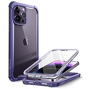 i-Blason Ares Designed for iPhone 14 Pro Case 6.1 inch (2022 Release), Dual Layer Rugged Clear Bumper Case with Built-in Screen Protector (Mauve)