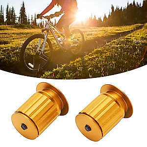 BuyWeek Bike Handlebar End Plugs, 1 Pair Bicycle Expansion Bar Plug Aluminum Alloy Bike Expansion Lock Bar Plug for Mountain Road Bike(Gold)