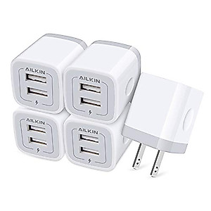 【5Pcs】 USB Plug, Wall Charger Fast Charging Block, Power Adapter Cube 2 Port Charge Travel Brick Cell Quick Chargers Box cargador for iPhone 14 13 12 SE 11Pro Max Samsung Galaxy LG iPad X 8 7 6 Plus