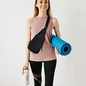 Valleycomfy Women Crossbody Backpack Sling Bag, Small Chest Bag Daypack Fanny Pack Cross Body Bag for Hiking Traveling Outdoors (Black)