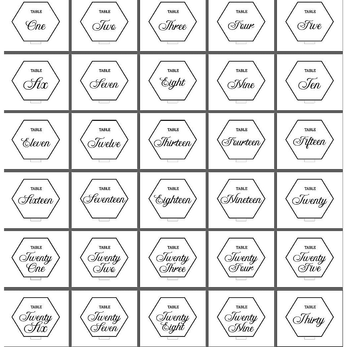 Wedding Table Numbers with Elegant Hexagon Design and Dark Silver Lettering, Table Numbers, Table Numbers For Wedding Reception, Acrylic Table Numbers, Hexagon Table Numbers, 1-30