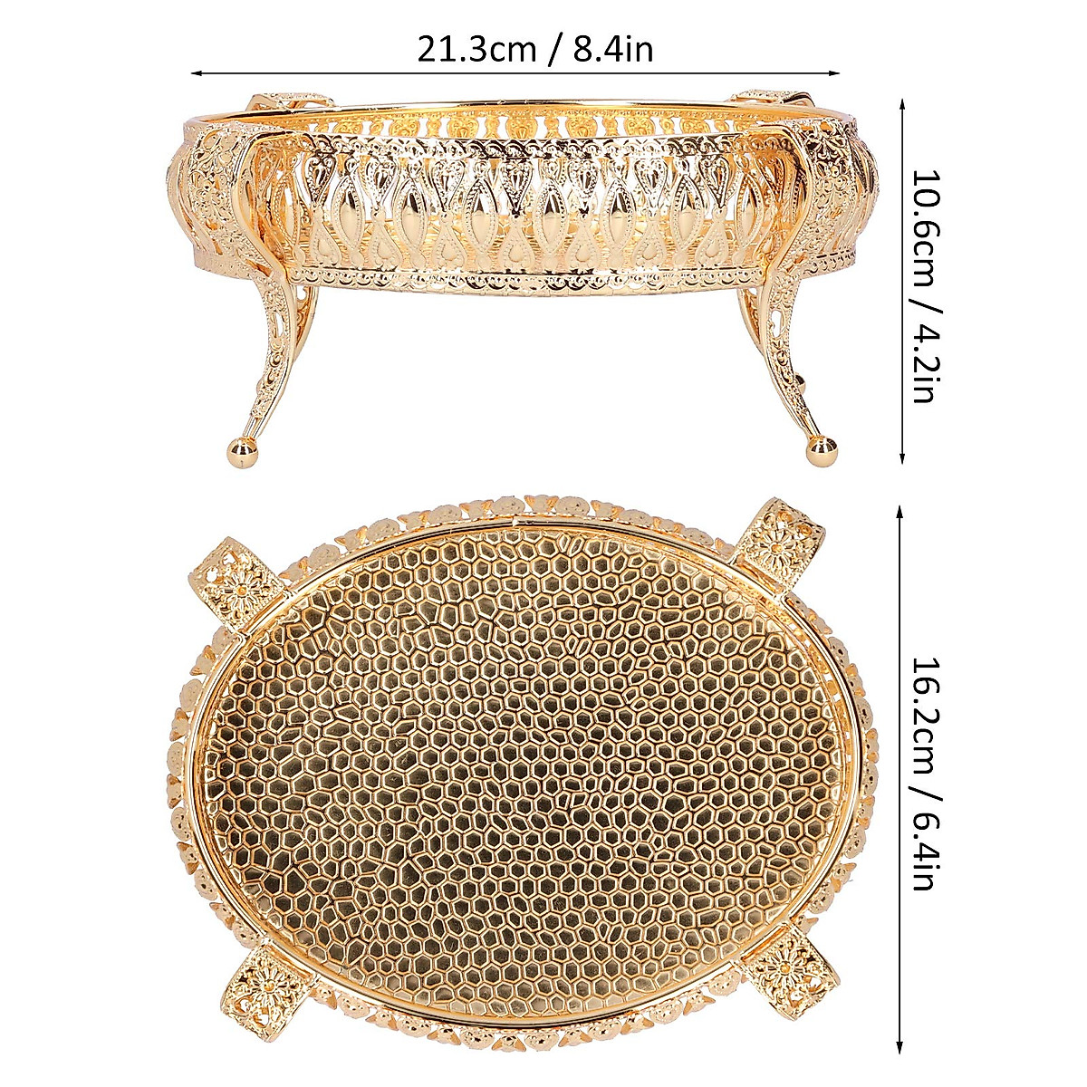 Metal Fruit Tray, Zinc Alloy Table Centerpiece Food Stand Dessert Storage Plate Holder Snack Bread Candy Storage Dish for Party Kitchen Countertop Decorative