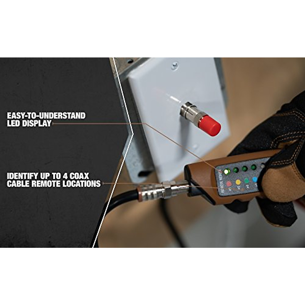 Southwire M500CX4 Coax Continuity Tester/Mapper; Durable Design; Auto Power-Off; Double-Molded Housing; Easy-to-Understand LED Display; Includes 4 Color-Coded ID Remotes