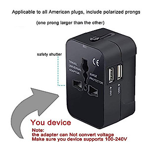 Travel Adapter, Universal All in One Worldwide Travel Adapter Power Converters Wall Charger AC Power Plug Adapter with Dual USB Charging Ports for USA EU UK AUS