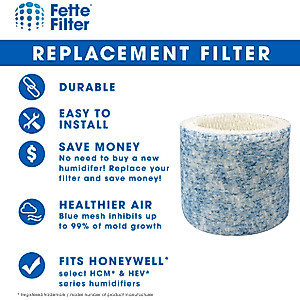 Fette Filter - Upgraded Blue Mesh Treated Layer Humidifier Wicking Filters Compatible with Honeywell HAC-504AW, Filter A for Models HAC-504, HAC-504AW, HCM 350 and Other Cool Mist Models - Pack of 4
