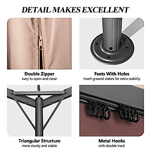 GARTOO 10'x13' Outdoor Patio Gazebo - Aluminum Frame Porch Gazebo with Polyester Roof & Zipper Curtains, Best for Garden, Lawn, Backyard Deck