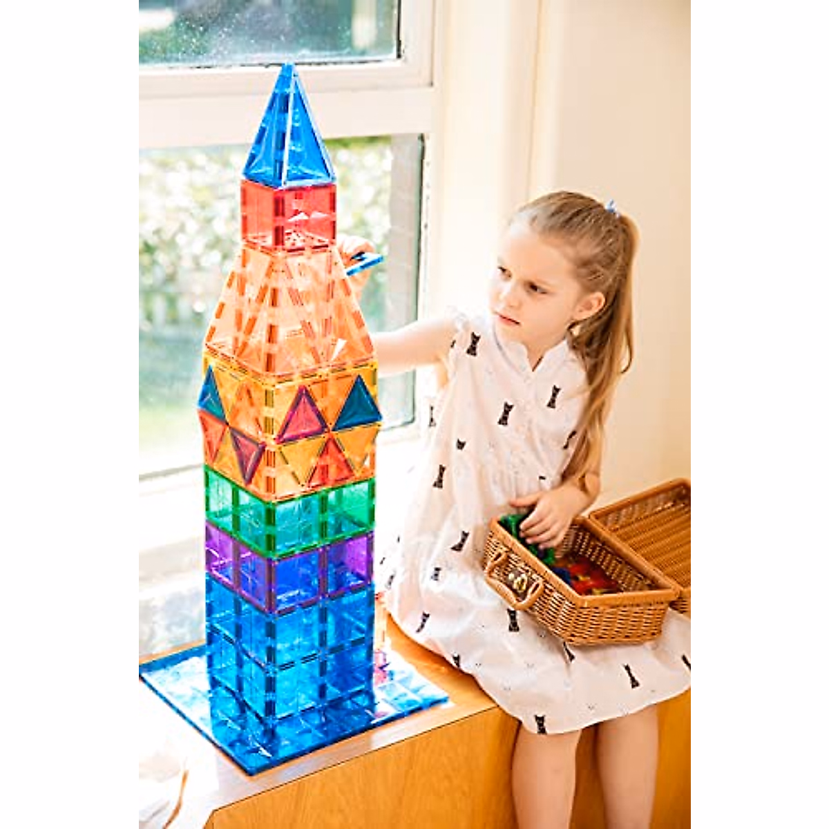 MEGAGONTILES 182PCS Magnetic Tiles | STEM AUTHENTICATED | Mega Magnet Tiles Set| Clear Magnetic Blocks | Magnetic Toys | Magnetic Building Blocks |Toddler Boys Girls 3-10 Year Old