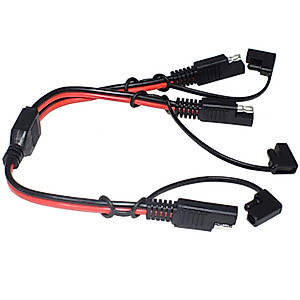 14AWG SAE DC Power Automotive Connector Cable Y Splitter 1 to 2 SAE Extension Cable, Fit for Suitable for Solar Battery Connection and Transfer 12inch/30cm - with Protective Cover