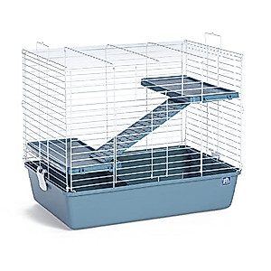 Prevue Pet Products Adult Ferret, Chinchilla, Small Animal Critter Home/Travel Cage with Deep Tubby Base, 1 inch Wire Spacing, Blue (529BLUE)