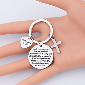 BAUNA Pastor's Wife Gifts Pastor's Wife Appreciation Gifts She is a Comfort and Encouragement to Those Around Her Keychain Minister's Wife Jewelry (pastor's wife keychain)