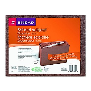 Smead School Subject File Organizer, Flap and Elastic Cord Closure, 6 Pockets, Letter Size, Redrope (70540)