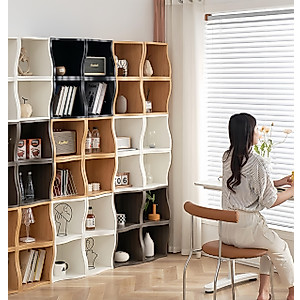 Cmishe Cube Shelf Bookcase, 2 Cube Storage Organizer, Stackable Modular Book Shelf for Bedroom, Living Room, Office, Closet