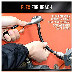 SEDY Flexible Extension Bar Set, 2-Piece Drive Socket Flex Bar 1/4" x 6" & 3/8" x 8"