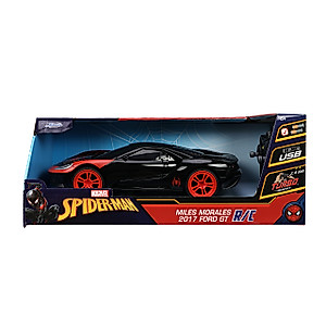 Jada Toys Marvel Spider-Man 1:16 Miles Morales 2017 Ford GT RC Remote Control Car 2.4GHz, Toys for Kids and Adults, Black