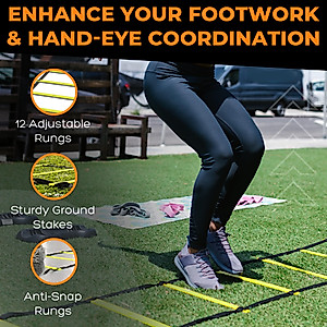 Soccer Training Equipment Agility Ladder Set, Sports Speed & Agility Training Equipment Kit with Cones & Drills, Speed Training Ladder for Footwork, Football Training Equipment