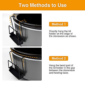SOPHICO Slow Cooker Lid Holder for Cooking, Hand Free Pot Lid Organizer Fits Most Slow Cookers, Stainless Steel Pot Lid Rack with Silicone Sink Keeps Countertop No Mess (Black, 2 Pack)