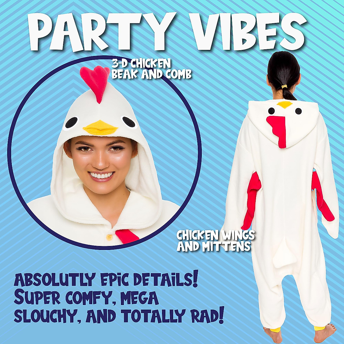 Funziez! Adult Onesie Halloween Costume - Animal and Sea Creature - Plush One Piece Cosplay Suit for Adults, Men and Women