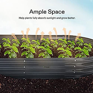 VIVOSUN 7 ft. Galvanized Raised Garden Bed, Oval Wave-Shaped Metal Planter Box to Grow Flowers, Vegetables and Herbs for Outdoor Gardening, Gray
