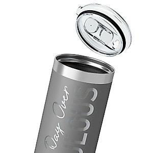 Cuptify Not A Day Over Fabulous Skinny Tumbler with Lid Laser Engraved on Slate 22 oz Insulated Stainless Steel Best Friend Birthday Gift For Women