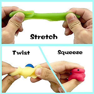 QINGQIU 24 PCS Dinosaur Kawaii Squishies Mochi Squishy Toys Stress Relief Toys for Kids Boys Girls Party Favors Birthday Gifts