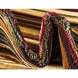 Unique Loom Barista Collection Modern, Abstract, Stripes, Urban, Rustic, Warm Colors Area Rug, 2' 2 x 6' 0 Runner, Multi/Beige