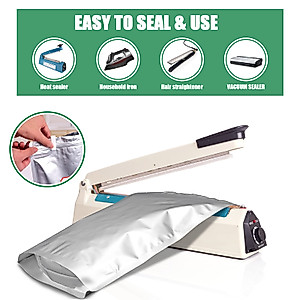 10.5 Mil 150 Mylar Bags for Food Storage with Oxygen Absorbers 500cc & 300cc, Mylar Bags 1 Gallon, 1 Quart, 1/2 Pint, 40 Oz, Stand-Up Zipper Resealable Bags & Heat Sealable Food Storage Bags + Labels